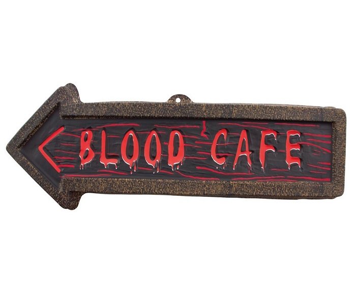 Blood Cafe skilt - Halloween pynt fra Sjov og Spil.